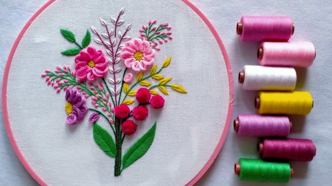 A Bouquet of Flowers Hand Embroidery | easy way to embroider | Tutorial ...