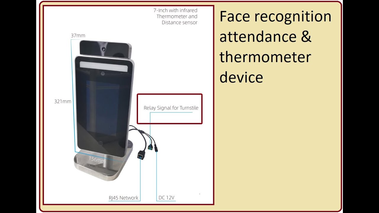 How to connect face recognition attendance thermometer device - YouTube