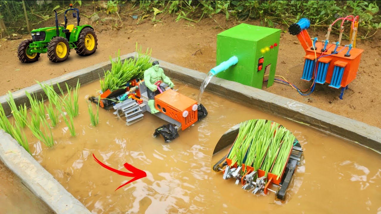 DIY mini Tractor Electric Water pump | Rice Farming | Paddy ...