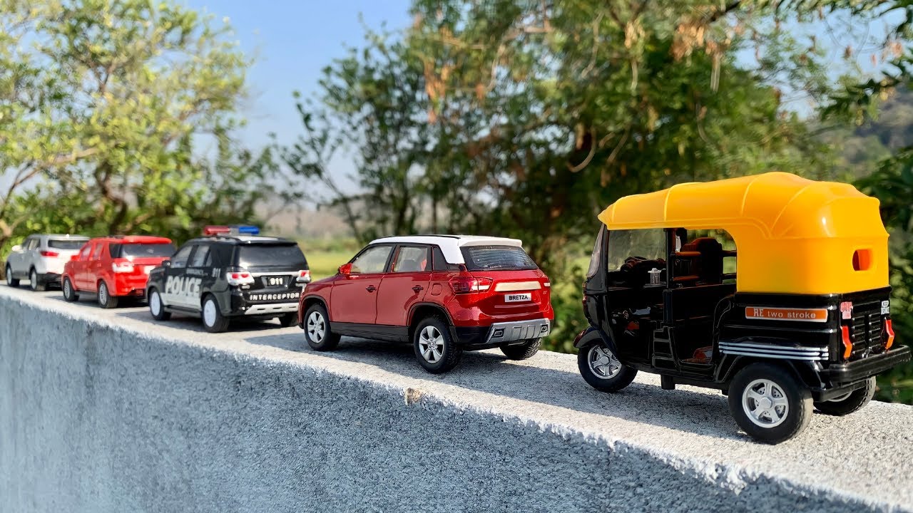 Model Car Collection Bajaj Auto Rickshaw | Maruti Brezza | Police Car ...