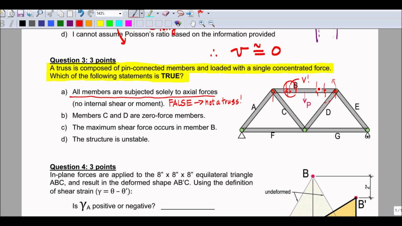 Internal Forces in A Truss - Exam Question, F12 (Banana) - YouTube