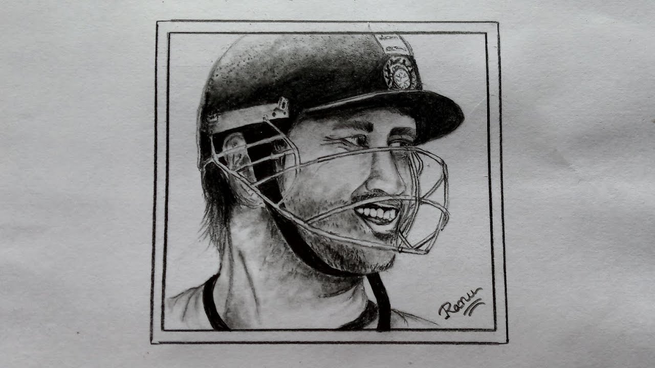 How to draw Dhoni ||Drawing MS Dhoni ||How to draw Dhoni step by step ...