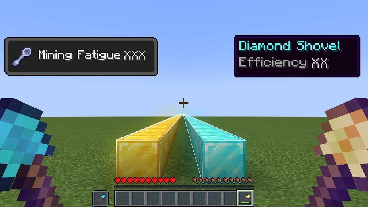 netherite axe + mining fatigue 15 vs wooden axe + haste - YouTube