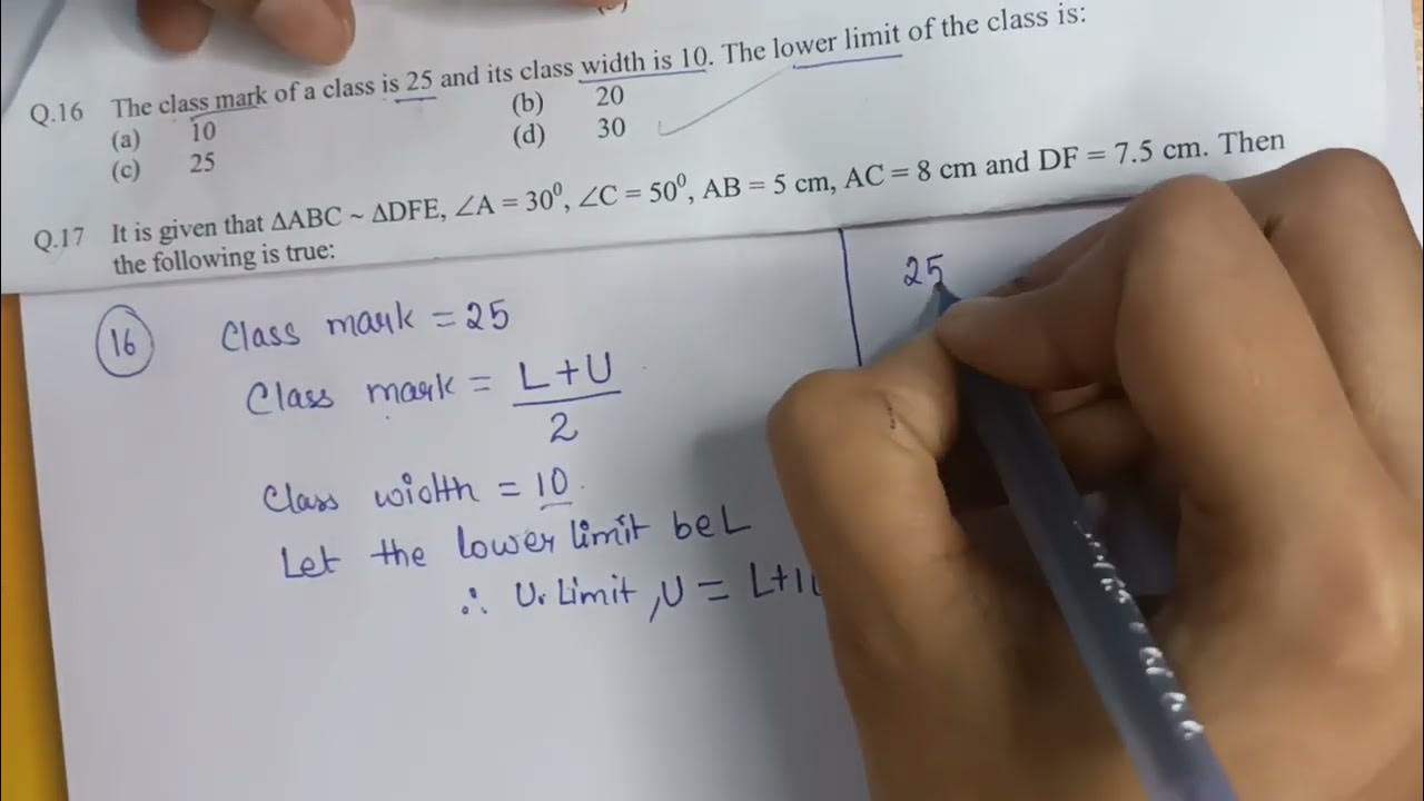 the class mark of a class is 25 and it's class width is 10.the lower ...