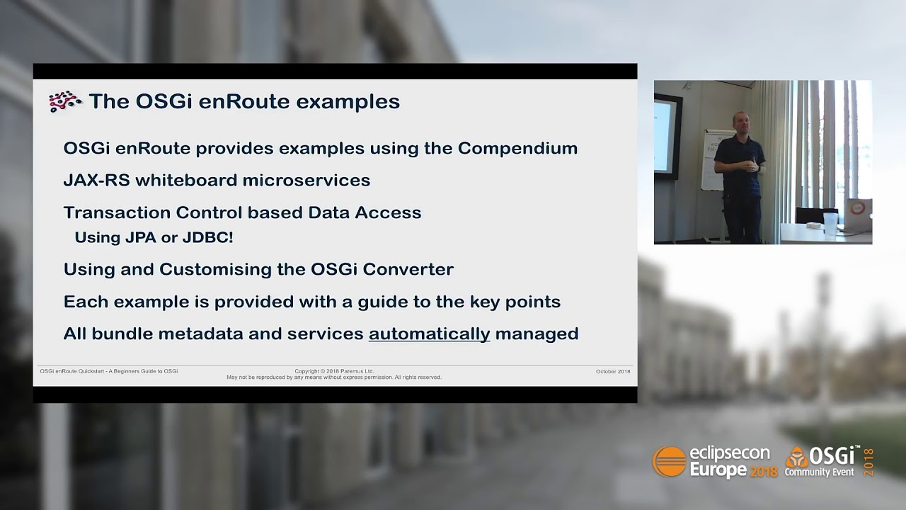 OSGi enRoute for R7 – getting started the easy way! | EclipseCon Europe 2018 - YouTube