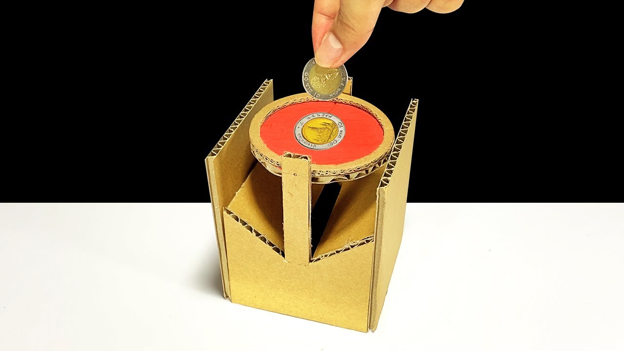 How to make Coin Saving Box From Cardboard [77] | ออมสินวงพลิกเหรียญลง ...
