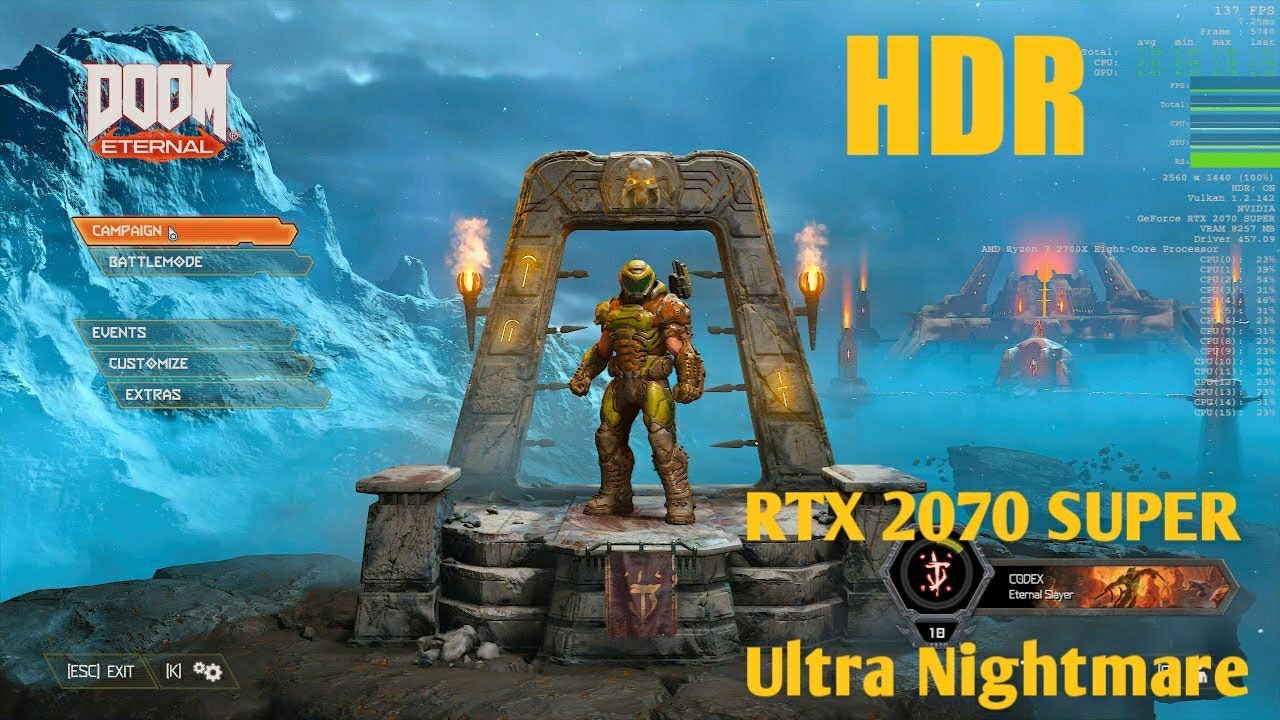 Doom Eternal 2020: HDR - ON | RTX 2070 SUPER | ULTRA NIGHTMARE - YouTube