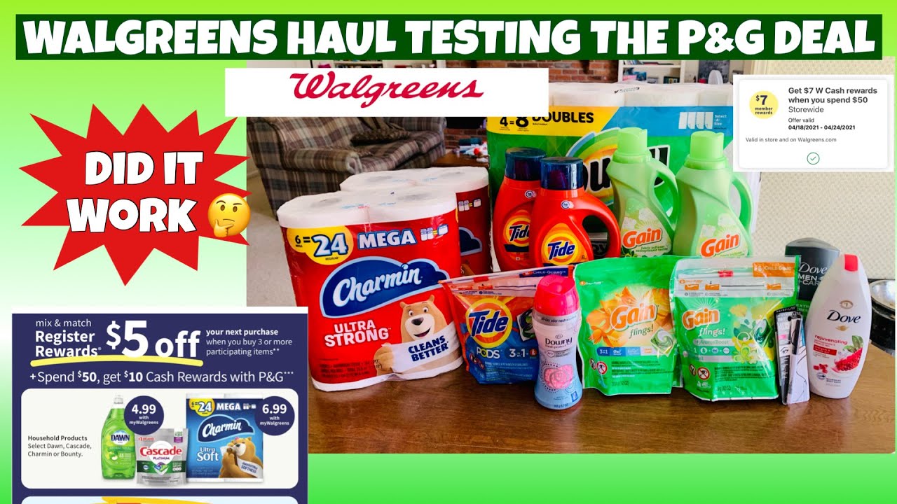 WALGREENS COUPONING HAUL / TESTING OUT THE P&G DEAL OF SPEND $50 earn ...