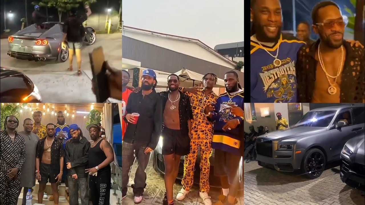 Burnaboy welcomes Phyno and Dbanj to his Lagos mansion - YouTube