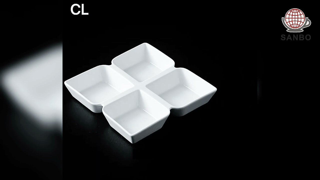 Professional White ceramic serving tray with four sections ...