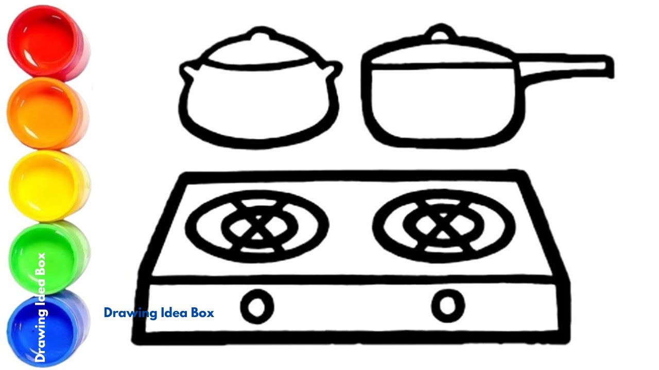 Drawing a Cooking Pot 🍳 👩‍🍳 | Fun Kitchen Items Drawing Ideas for Kids ...