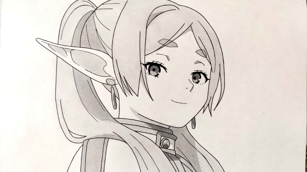 Drawing Frieren with easiest steps for anime drawing beginners - YouTube