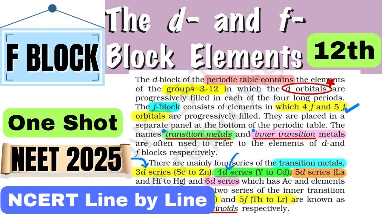 F-Block NCERT Line by Line explanation💯| NCERT HIGHLIGHTS #neet # ...