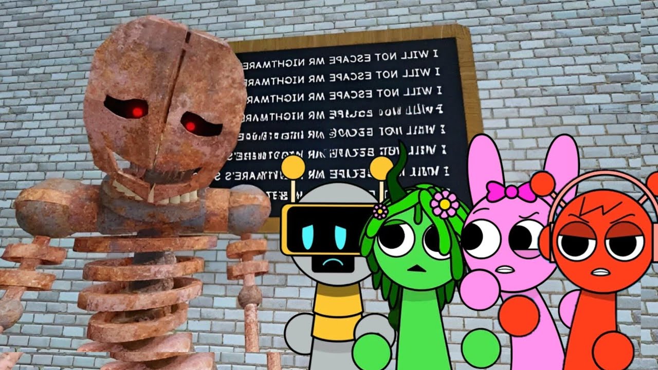 Sprunki Fun Bot & Pinki & Oren & Vineria Played Escape Nightmare School ...