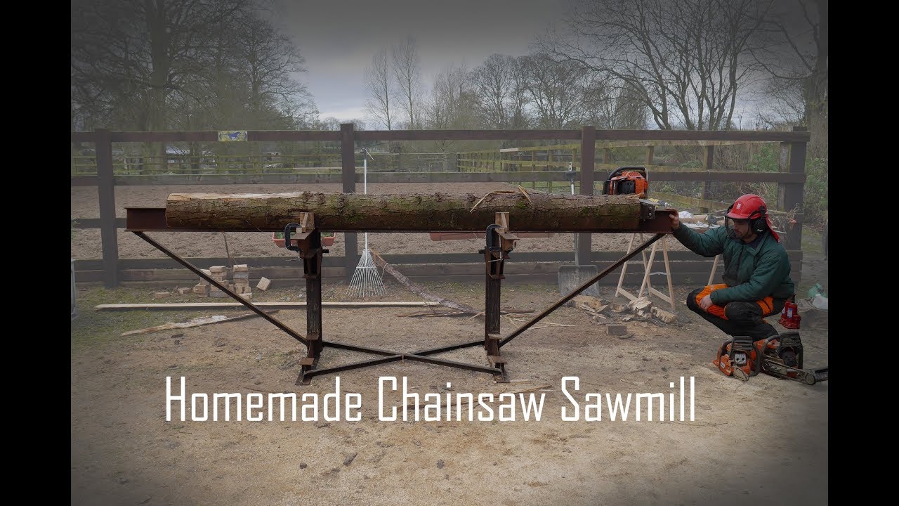 Homemade Chainsaw Sawmill Slabbing Ash - YouTube