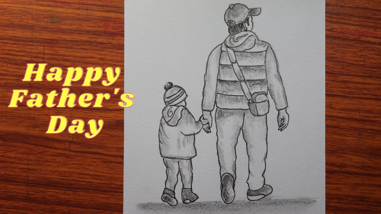 Father's day pencil sketch drawing | Father's day special | Father's ...