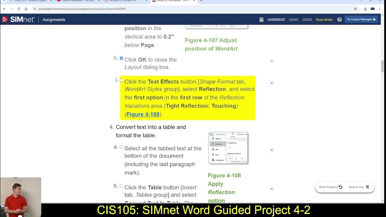 CIS105: 2/13/25: SIMnet Word Guided Project 4-2 - YouTube