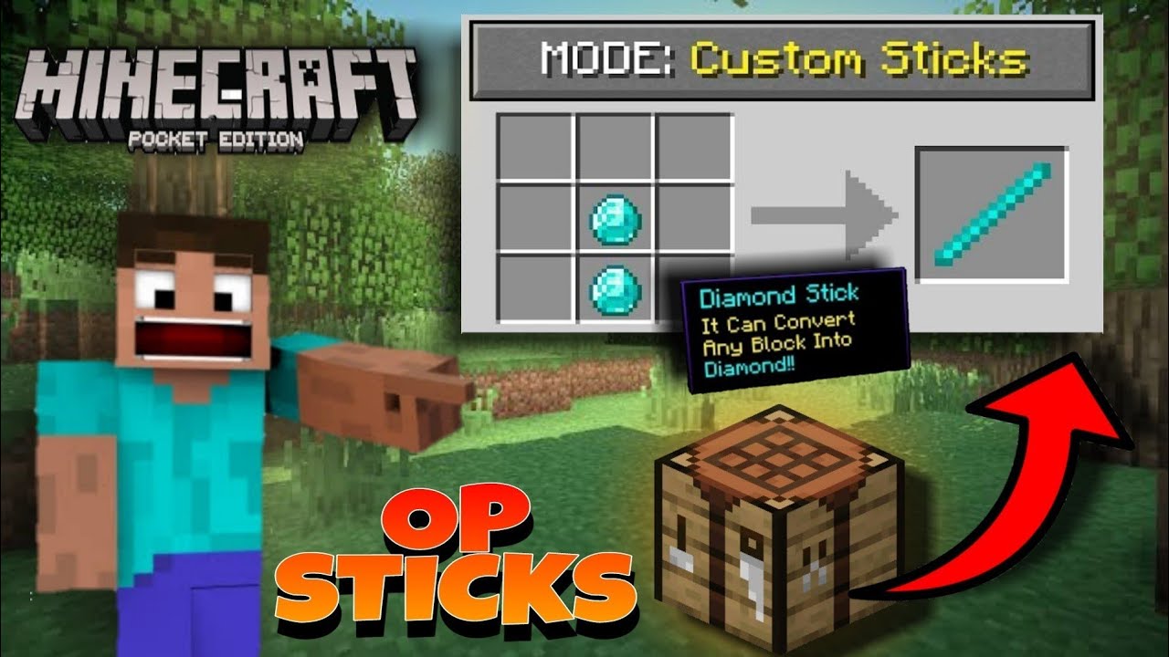 Minecraft But There Are Custom STICKS.. | Minecraft PE Mod |# ...