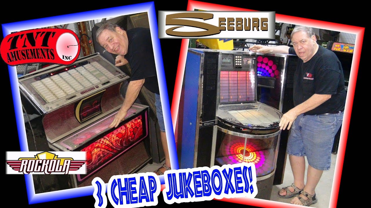 #1504 Three CHEAP 45rpm JUKEBOXES for sale-SEEBURG & ROCKOLA-TNT Amusements - YouTube