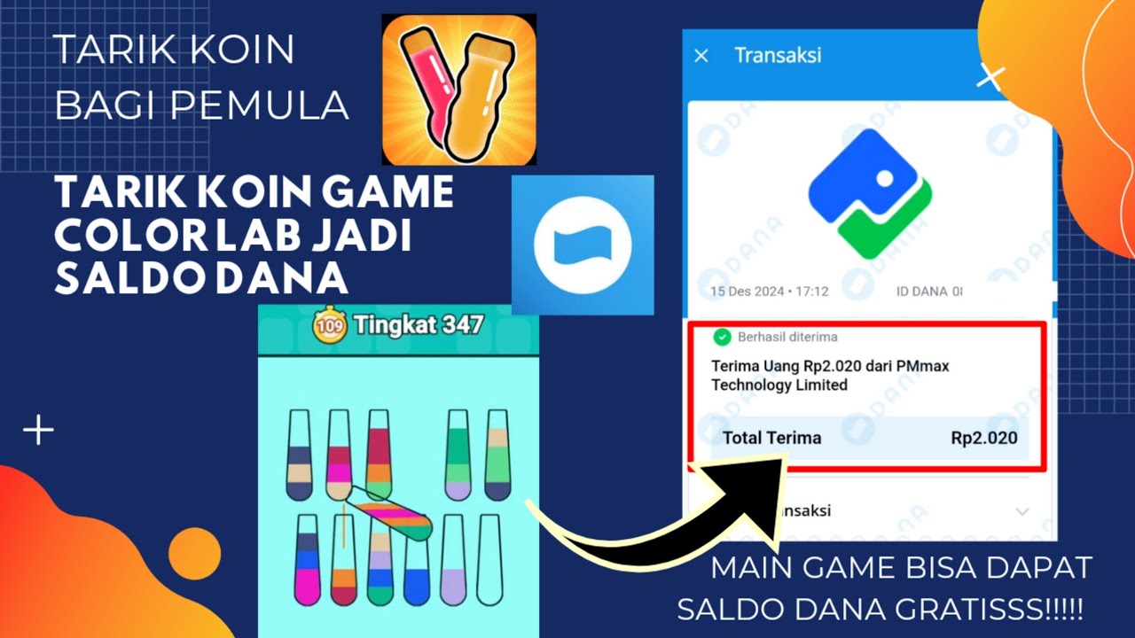 CARA TARIK KOIN GAME COLOR LAB JADI SALDO DANA BAGI PEMULA | GAME ...