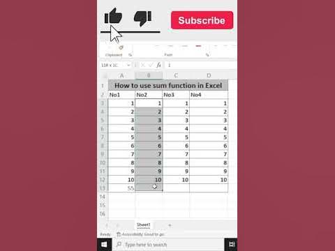 sum function in excel #computertips - YouTube