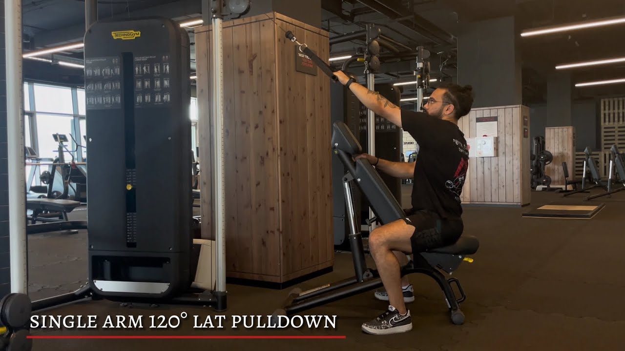 חתירה יונילטרלית בזוית 120° כנגד פולי עליון - Single arm 120° lat ...