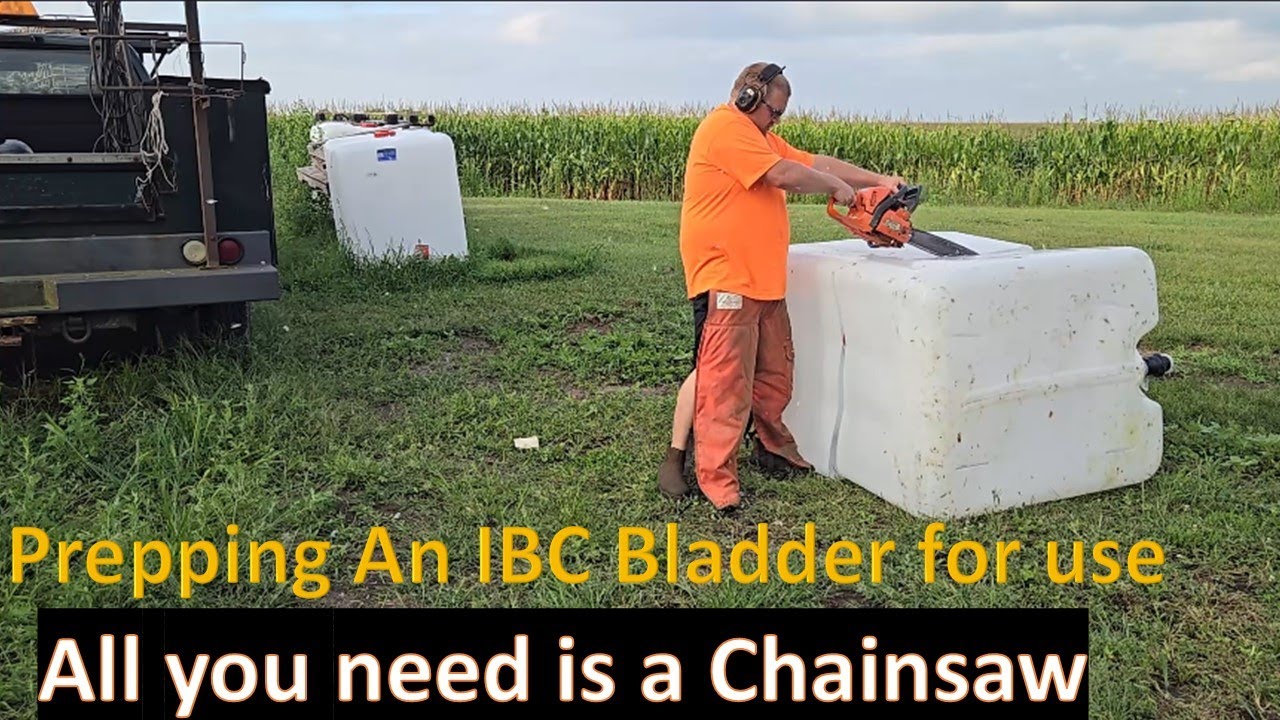 Prepping IBC bladder for scrap wood and Stacking the latest load. - YouTube