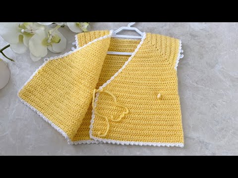 🐥Tığ işi Kimono (Zıbın)Bebek Yelek/3-6 ay için/Kız Bebek Yeleği -Erkek Bebek Yeleği