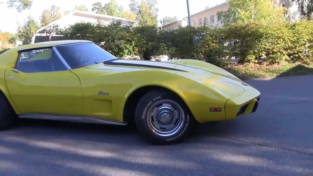 Yellow Corvette C3 1976 last start before going to winter storage - YouTube