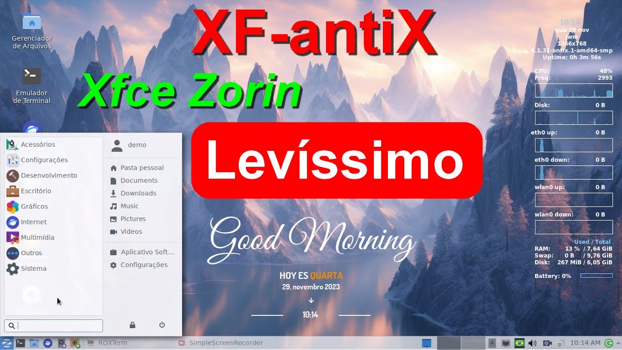 XF-antiX Linux Xfce. Parecido com o Zorin OS - YouTube