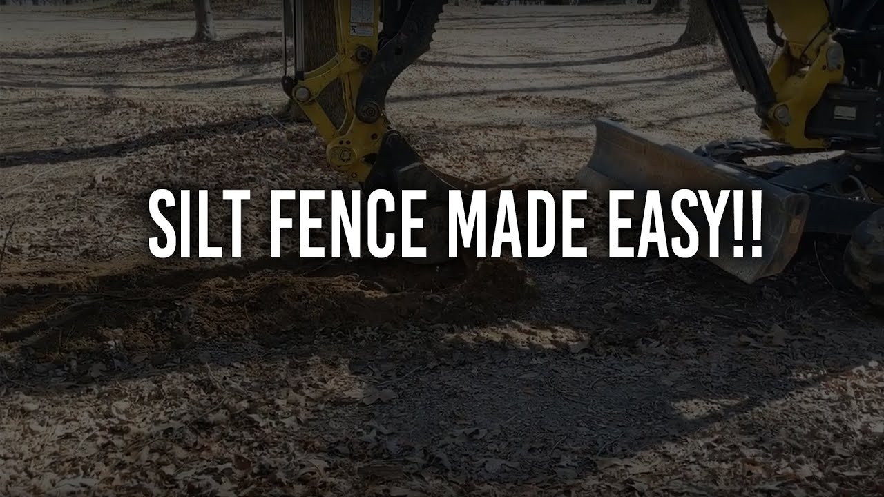 Excavator tool to Install Silt Fence - YouTube