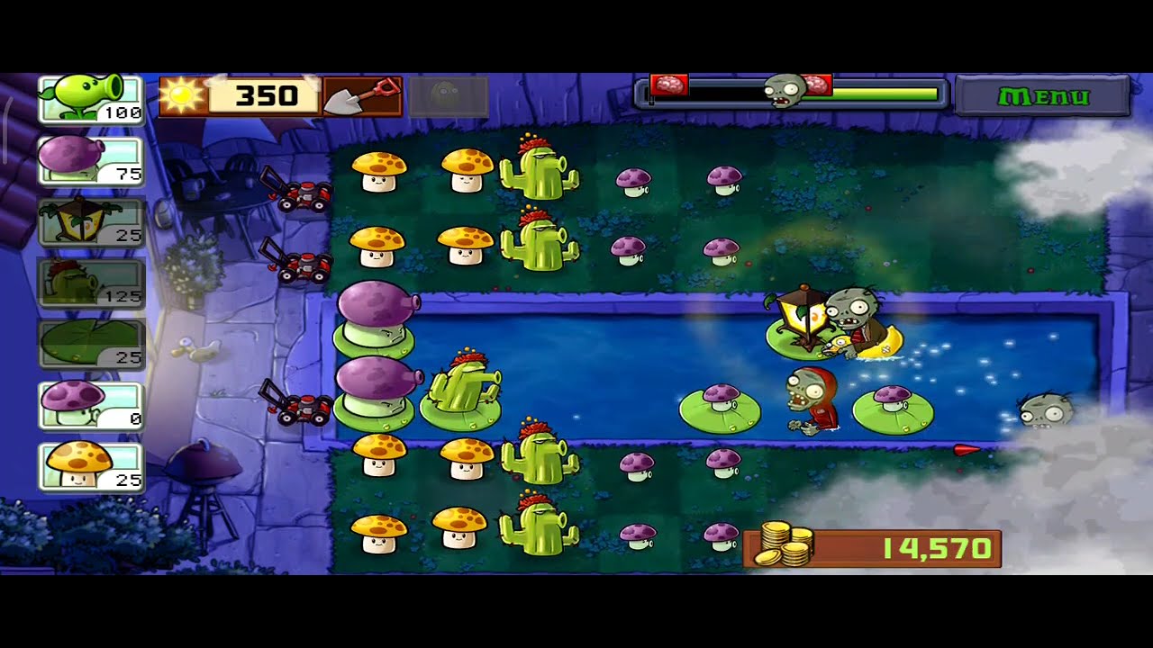 pvz plants vs zombies (fog) level 4 - YouTube