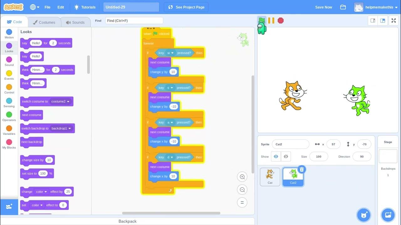 How to make a chasing game for 2 players in SCRATCH (For Total Beginners!) - YouTube
