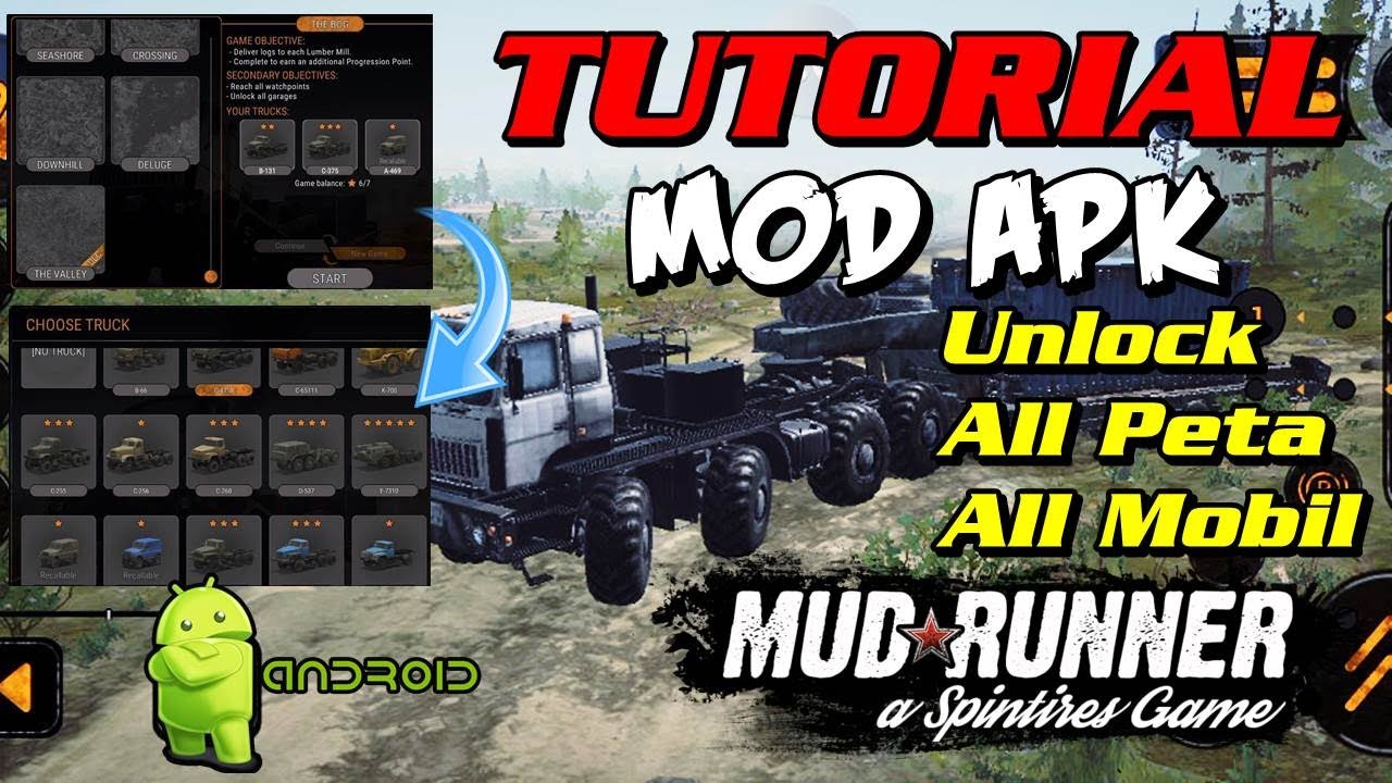 SHARE APK MOD MUDRUNNER UNLOCK ALL MOBIL & PETA - YouTube