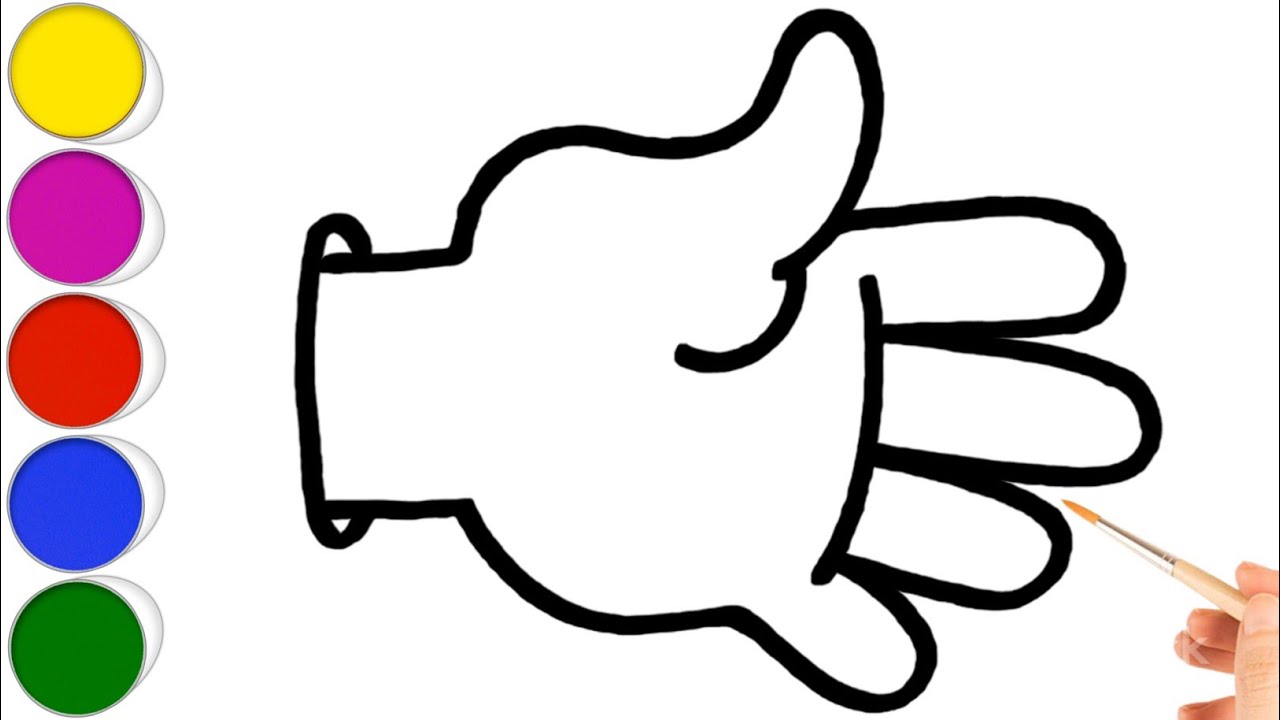 Drawing and Coloring a Hand for Kids Toddlers | How to Draw a Hand Easy ...