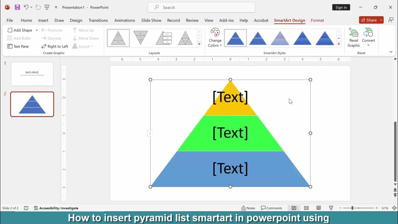 How to insert pyramid list SmartArt in PowerPoint using - YouTube
