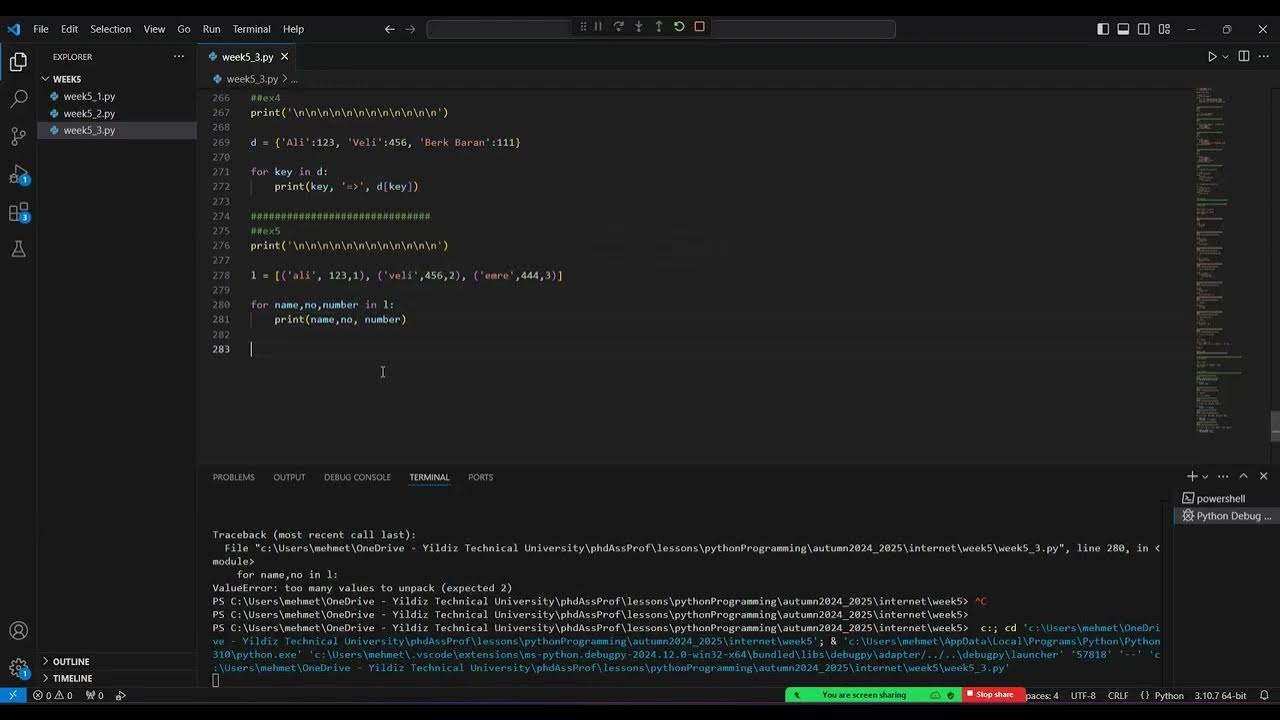 2024/2025 - Autumn - Python Programming - Les 5-4 - For Loop Example - YouTube