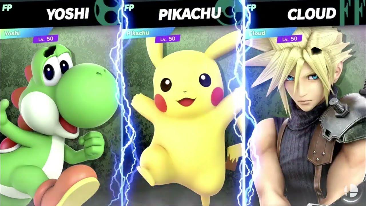 Super Smash Bros Ultimate Amiibo Fights – 11pm Finals Yoshi vs Pikachu vs Cloud - YouTube