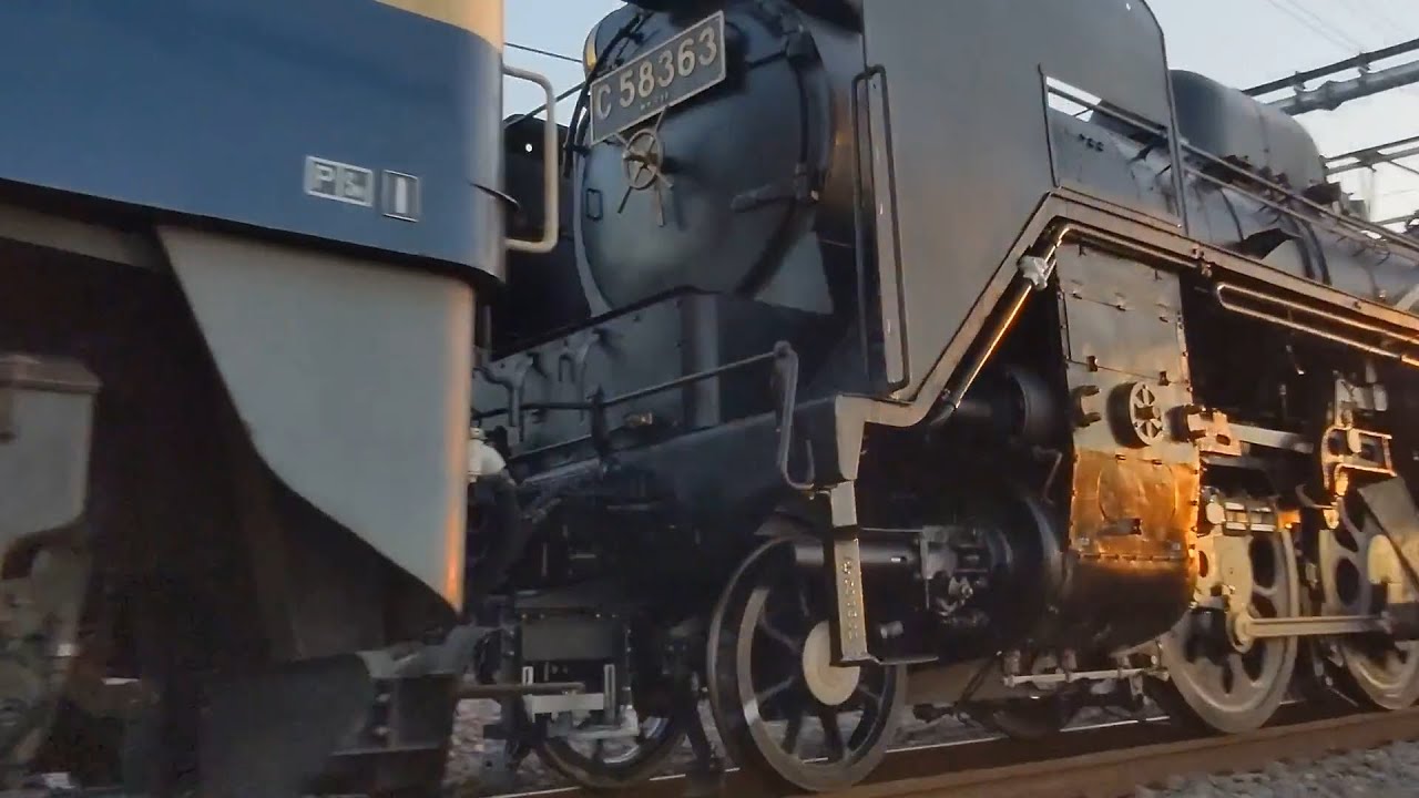 〔4K UHD//sp〕JR東日本・高崎（八高）線：北藤岡・新町～倉賀野駅間、EF65 501＋SL"C58 363"+オヤ12 1/OM出場配給、走行シーン。《配9749レ》 - YouTube