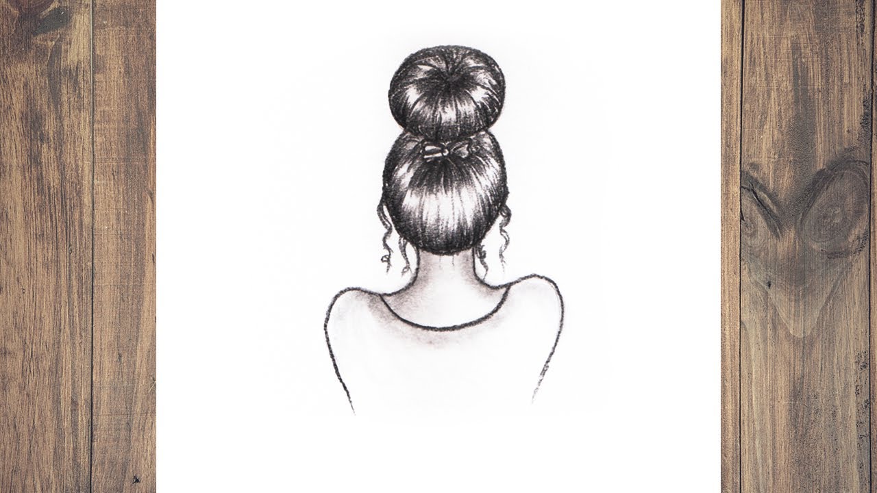 How to draw a simple messy bun of a girl by pencil sketch for beginners ...