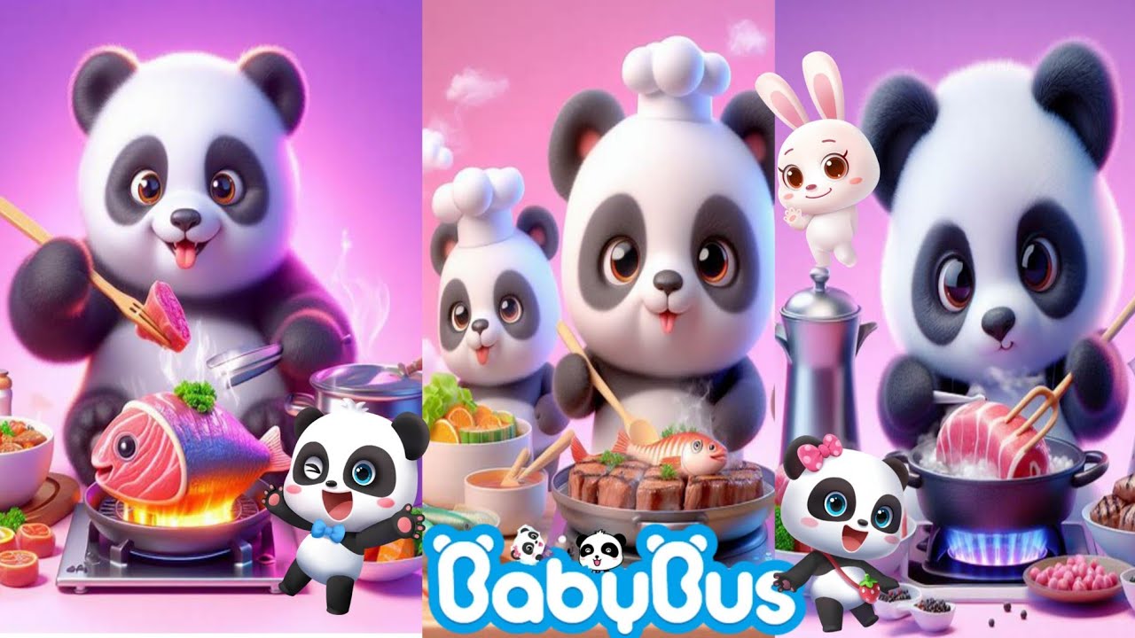 Baby Bus Gameplay|Kids Cartoon|Little Panda Restaurant Game|Cooking 🍳🔪 ...