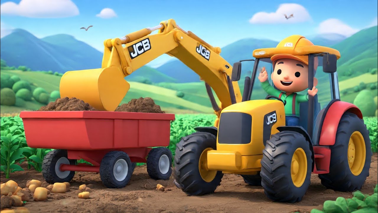 जंगल में JCB पत्थर तोड़ रहा है |JCB Working in Jungle |3D Cartoon ...