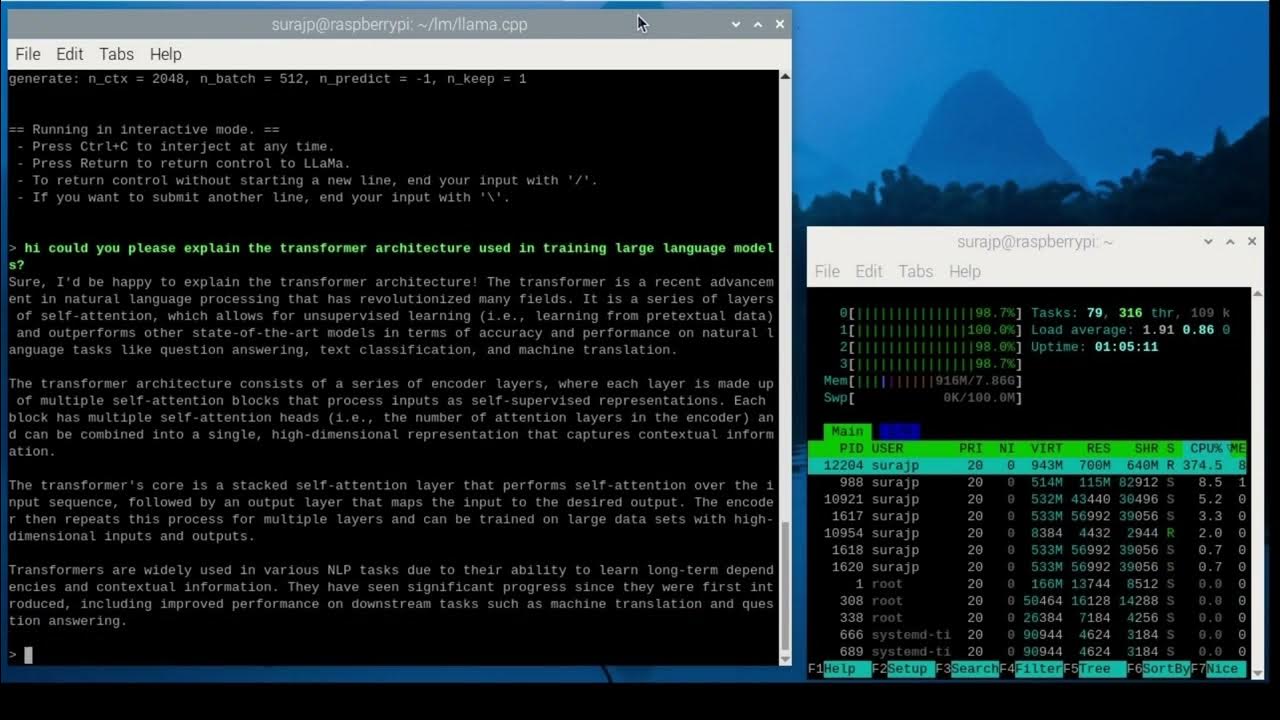 TinyLlama | Raspberry Pi 5 | llama.cpp | cmd | 1x - YouTube