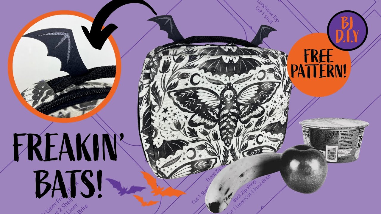 Creepy, Spooky, Goth Lunch Box w/ Bat Wings! FREE Downloadable Pattern ...