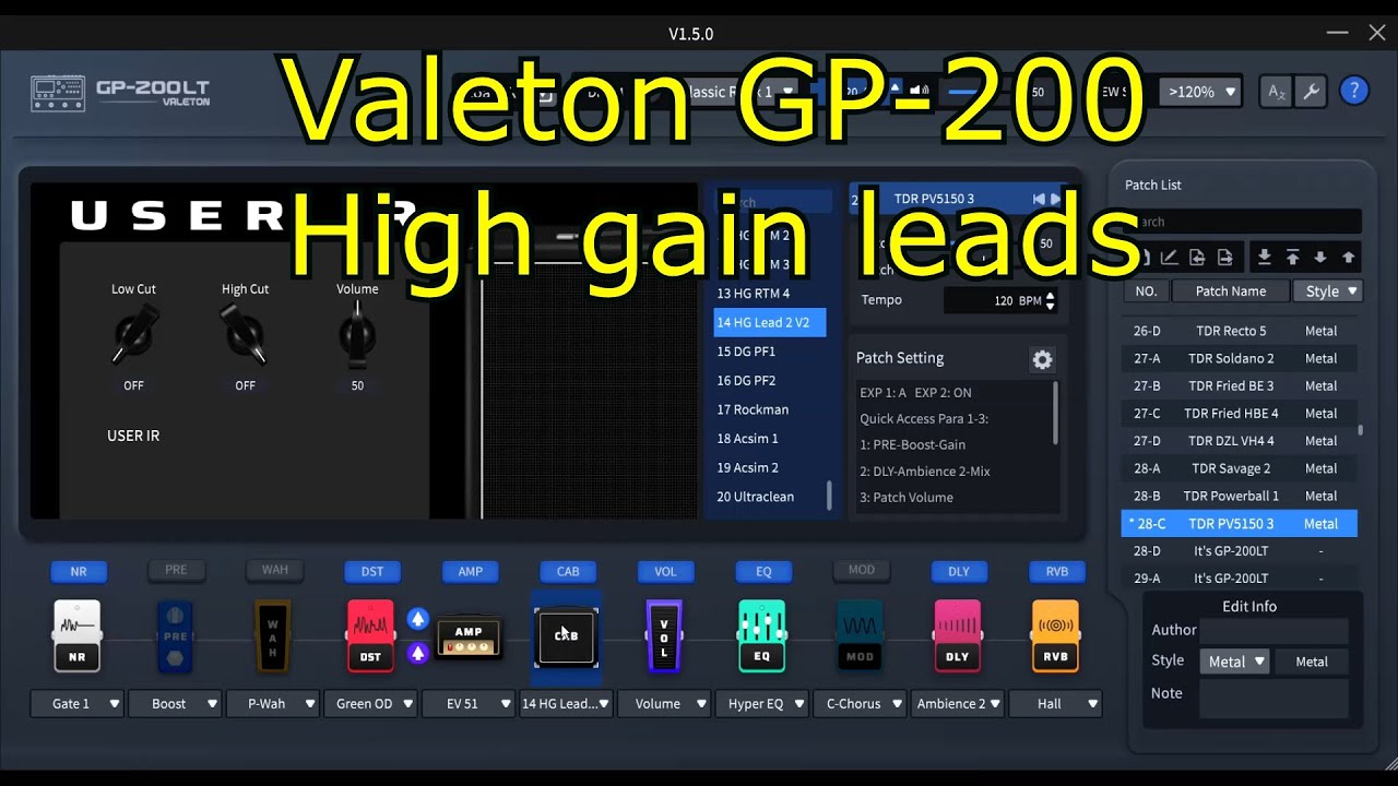 Valeton GP-200 high gain leads - YouTube