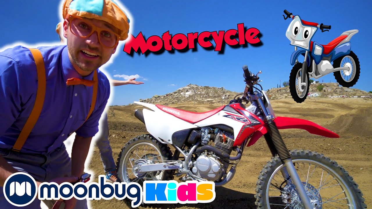 BLIPPI Explores a Motorcycle - Learn | ABC 123 Moonbug Kids | Fun ...