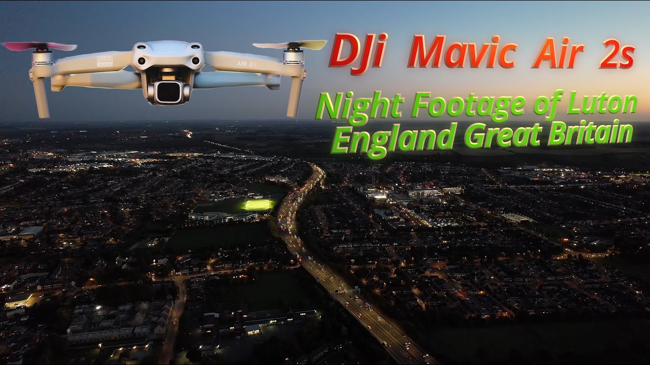 Just After Sunset, Illuminated Luton Town of England Aerial Footage 4k ...