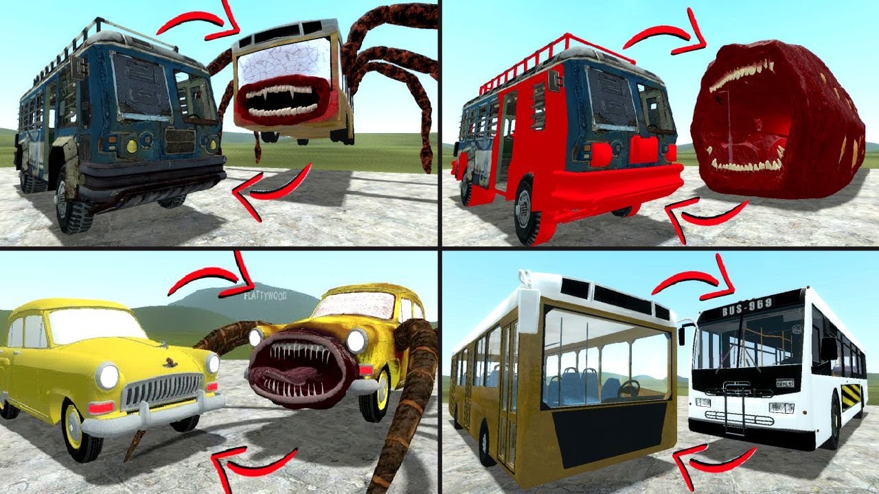 EVERYTHING TURNED INTO MONSTERS: HOUSE HEAD, CAR EATER, BUS EATER VS ...