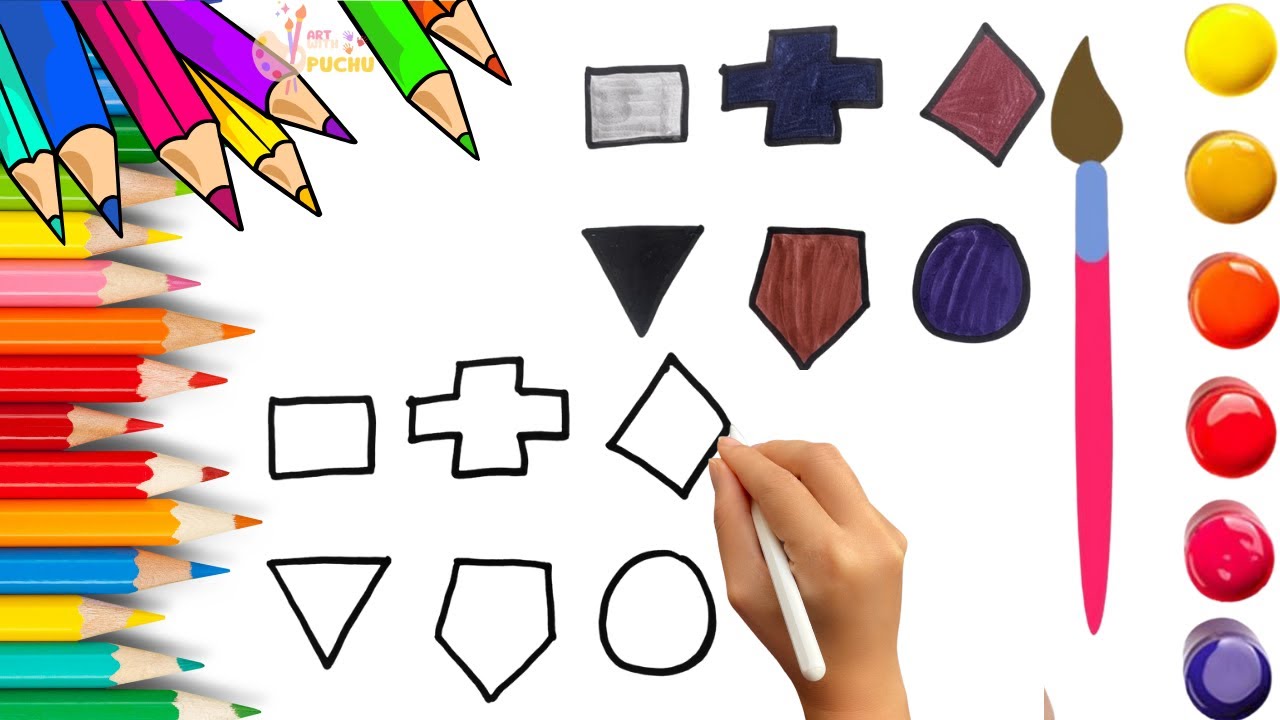 How To Draw cute Shape Drawing, Painting & Coloring For Kids and ...