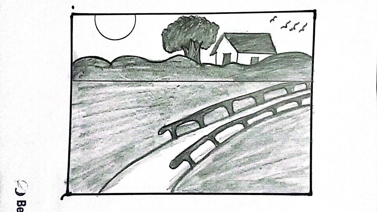 How to draw a beautiful scenery /Easy scenery drawing step by step ...